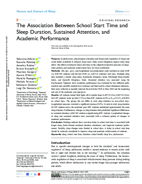 (PDF) The Association Between School Start Time and Sleep Duration ...