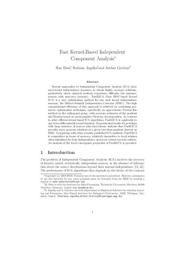 (PDF) Fast Kernel-Based Independent Component Analysis