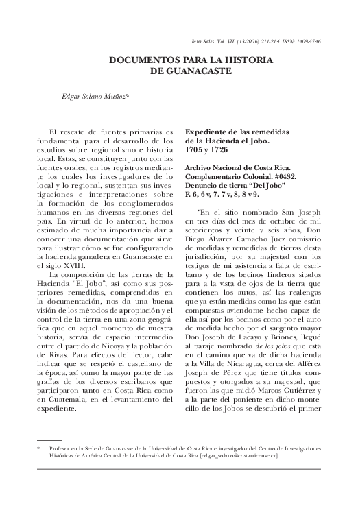 (PDF) Documentos para la Historia de Guanacaste
