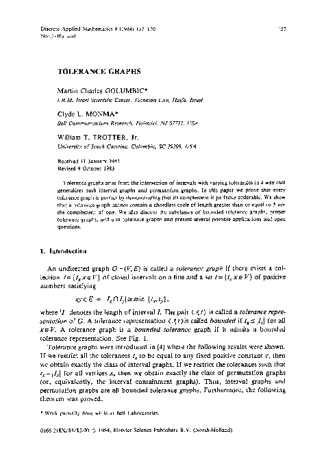 (PDF) Tolerance graphs | Clyde Monma - Academia.edu