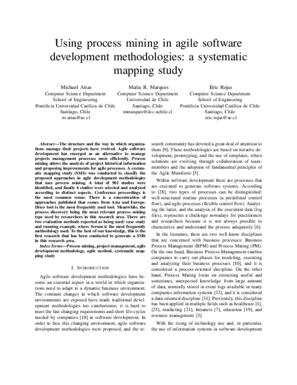 (PDF) Using Process Mining in Agile Software Development Methodologies: A Systematic Mapping Study