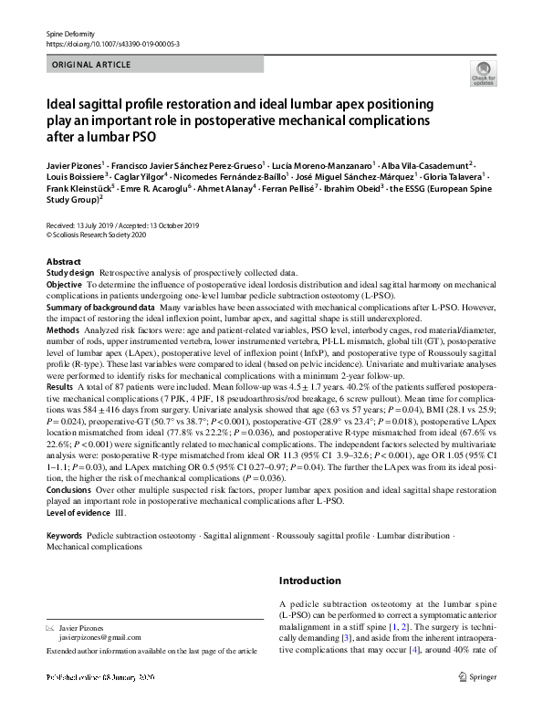 (PDF) Ideal sagittal profile restoration and ideal lumbar apex ...