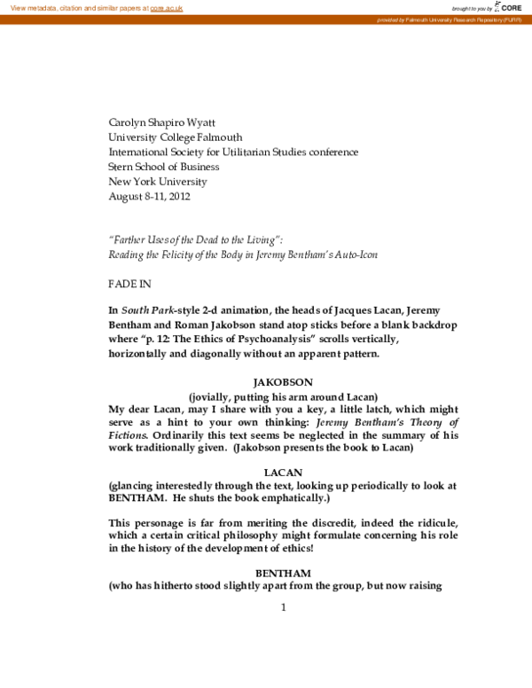 (PDF) Farther Uses of the Dead to the Living": Reading the Felicity of ...