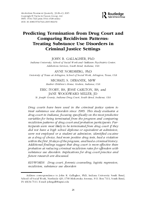 (PDF) Predicting Termination from Drug Court and Comparing Recidivism Patterns: Treating ...