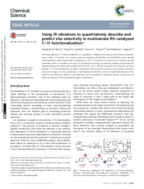 (PDF) Using IR vibrations to quantitatively describe and predict site-selectivity in ...