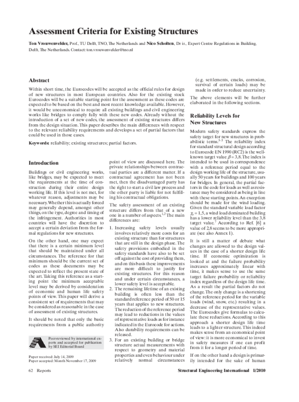 (PDF) Assessment Criteria for Existing Structures