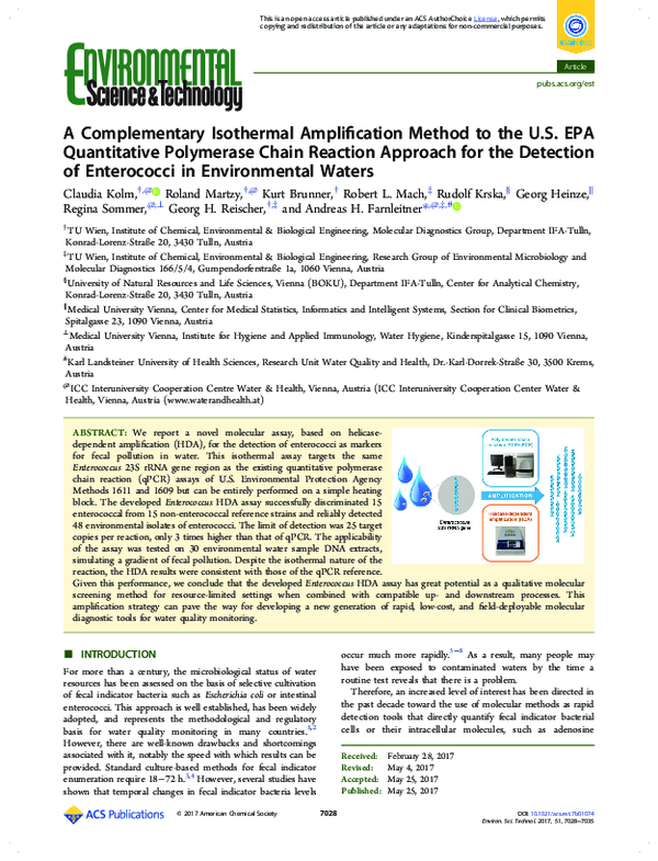 (PDF) A complementary isothermal amplification method to the US EPA ...