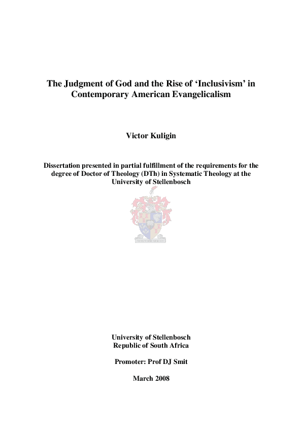 (PDF) The judgment of God and the rise of ‘Inclusivism’ in contemporary ...