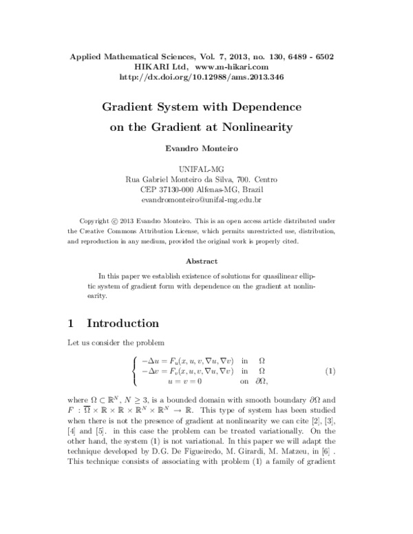 (PDF) Gradient system with dependence on the gradient at nonlinearity