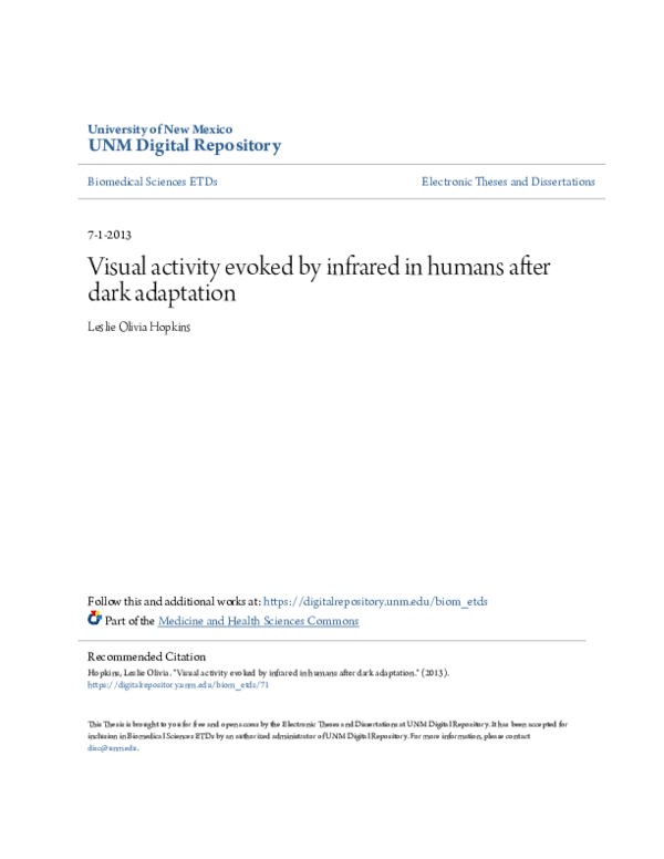 (PDF) Visual activity evoked by infrared in humans after dark adaptation