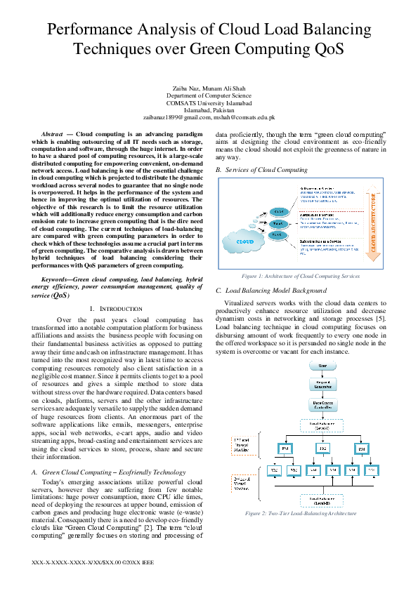 (PDF) Performance Analysis of Cloud Load Balancing Techniques over Green Computing QoS