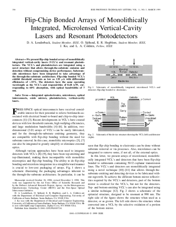 (PDF) Flip-chip bonded arrays of monolithically integrated, microlensed vertical-cavity lasers ...