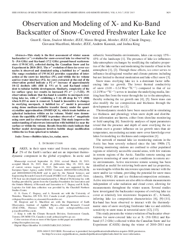 (PDF) Observation and Modeling of X- and Ku-Band Backscatter of Snow ...