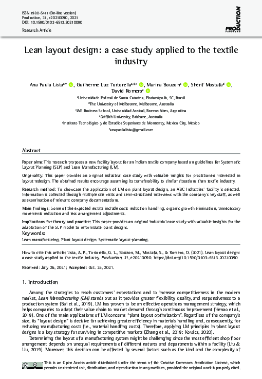 (PDF) Lean layout design: a case study applied to the textile industry