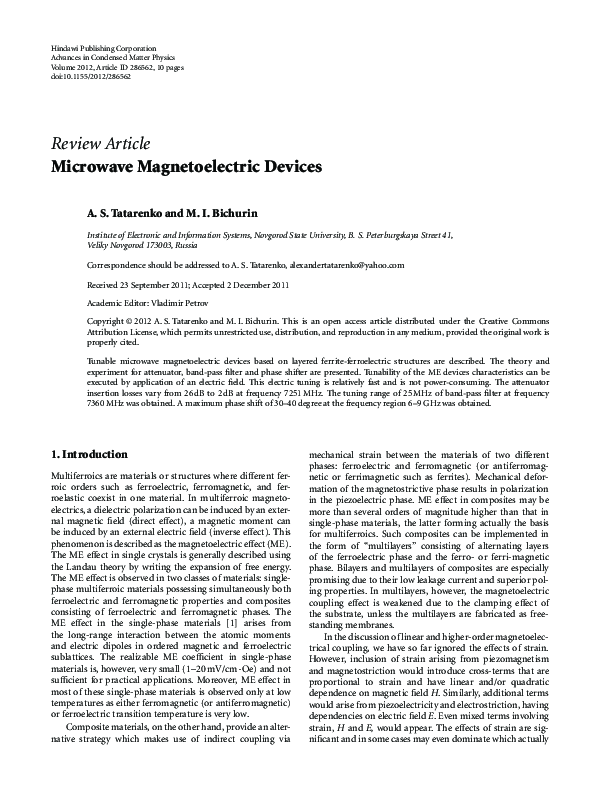 (PDF) Microwave magnetoelectric devices