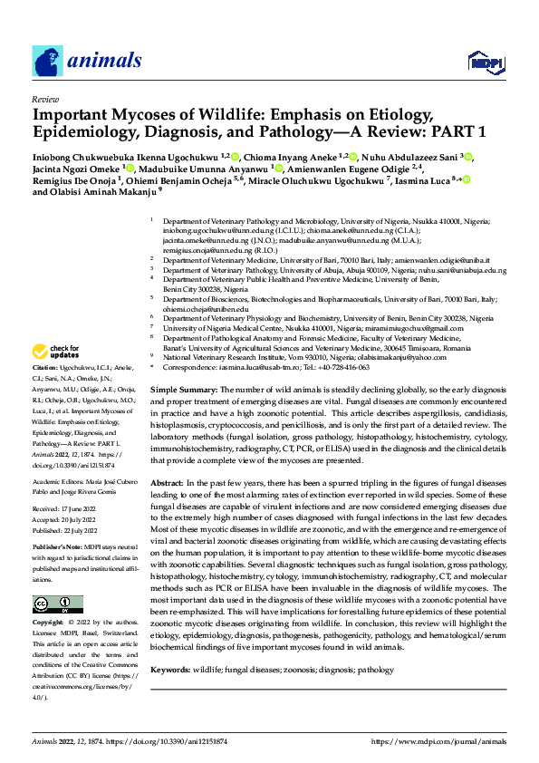 (PDF) Important Mycoses of Wildlife: Emphasis on Etiology, Epidemiology ...