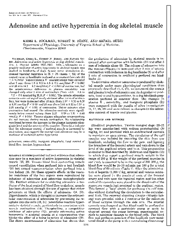 (PDF) Adenosine and active hyperemia in dog skeletal muscle