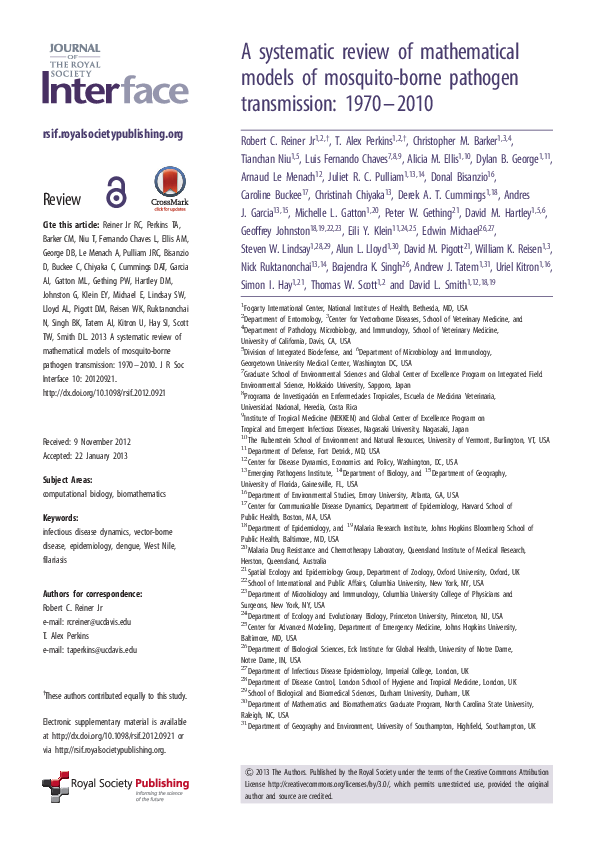 (PDF) A systematic review of mathematical models of mosquito-borne ...