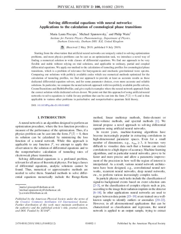 (PDF) Solving differential equations with neural networks: implementation on a DSP platform