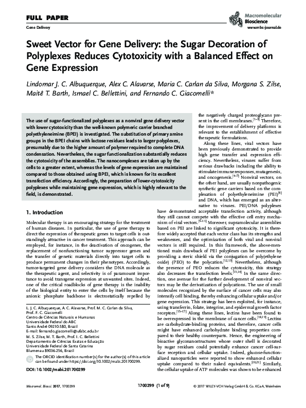 (PDF) Sweet Vector for Gene Delivery: the Sugar Decoration of ...