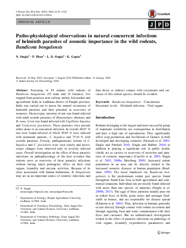 (PDF) Patho-physiological observations in natural concurrent infections ...