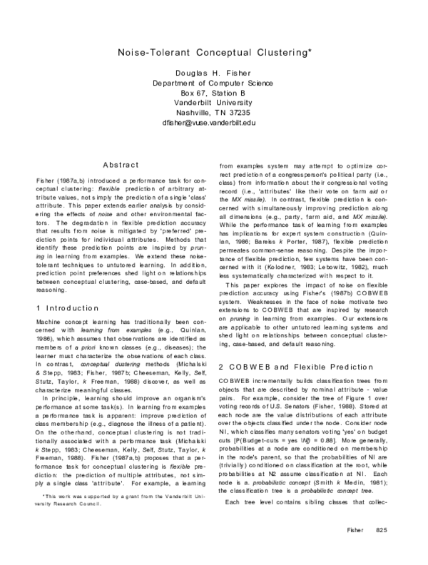 (PDF) Noise-tolerant conceptual clustering