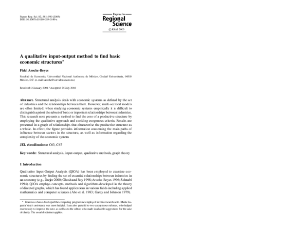 (PDF) A qualitative input-output method to find basic economic structures | Fidel Aroche ...