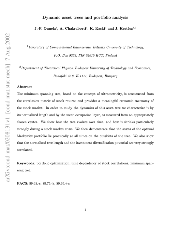 (PDF) Dynamic asset trees and portfolio analysis