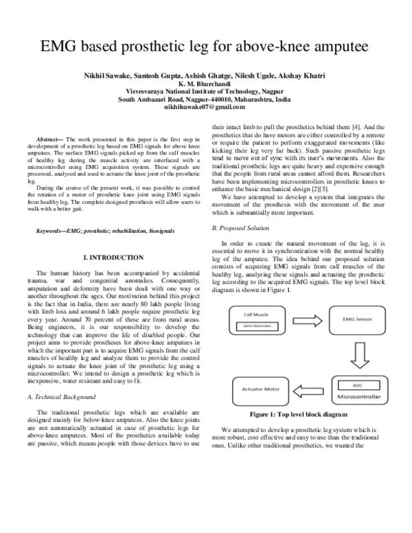 (PDF) EMG-based Prosthetic Leg for Above-Knee Amputee