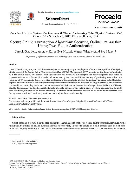 (PDF) Secure Online Transaction Algorithm: Securing Online Transaction Using Two-Factor ...