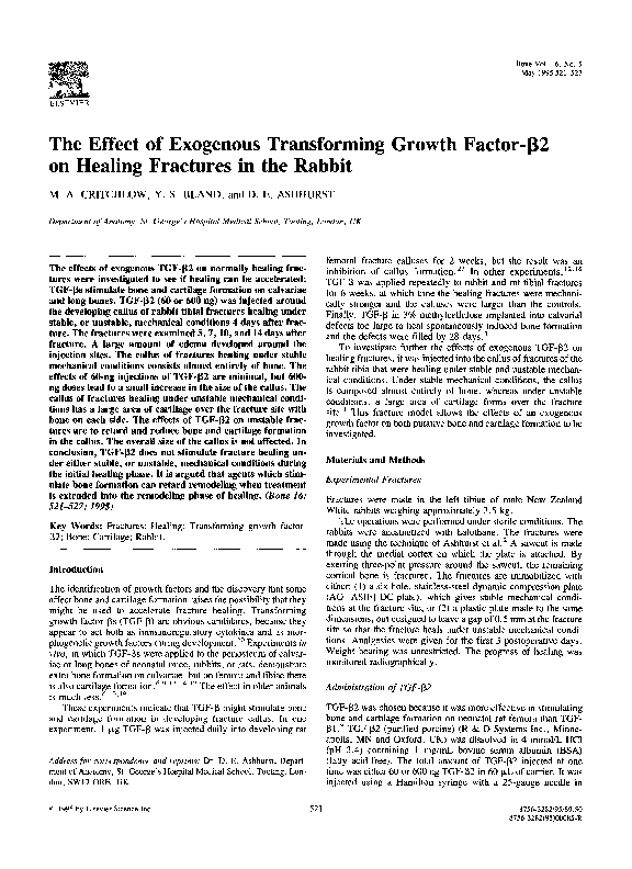 (PDF) The effect of exogenous transforming growth factor-β2 on healing ...
