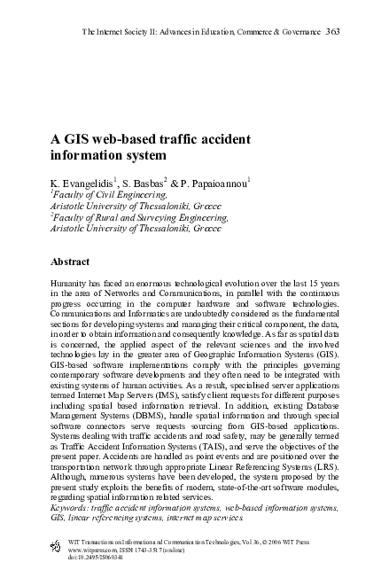 (PDF) A GIS web-based traffic accident information system