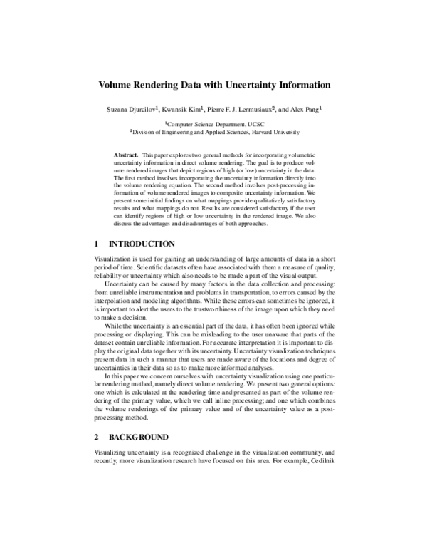 (PDF) Volume Rendering Data with Uncertainty Information