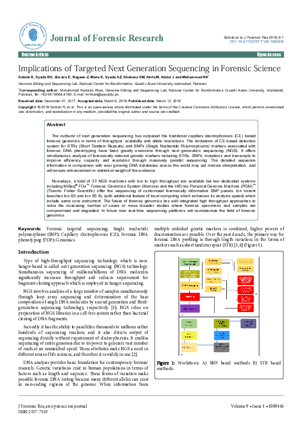 (PDF) Implications of Targeted Next Generation Sequencing in Forensic Science