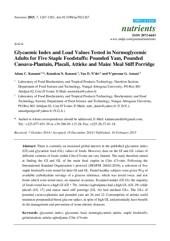 (PDF) Glycaemic Index and Load Values Tested in Normoglycemic Adults ...