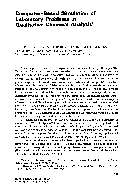(PDF) Computer-based simulation of laboratory problems in qualitative chemical analysis