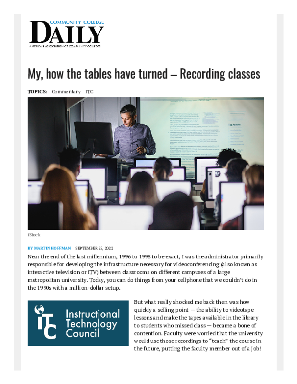 (PDF) My, how the tables have turned – Recording classes