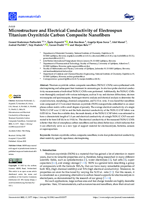 (PDF) Microstructure and Electrical Conductivity of Electrospun Titanium Oxynitride Carbon ...