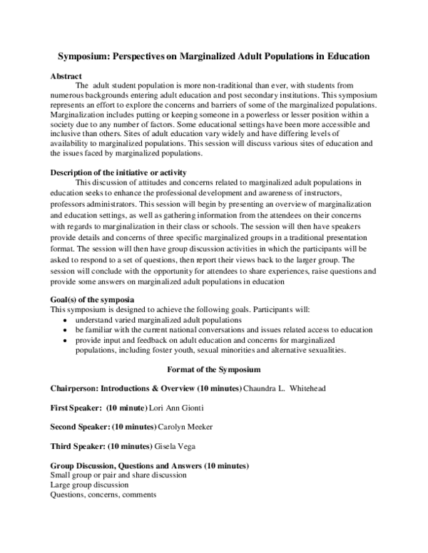 (PDF) Perspectives on Marginalized Adult Populations in Education