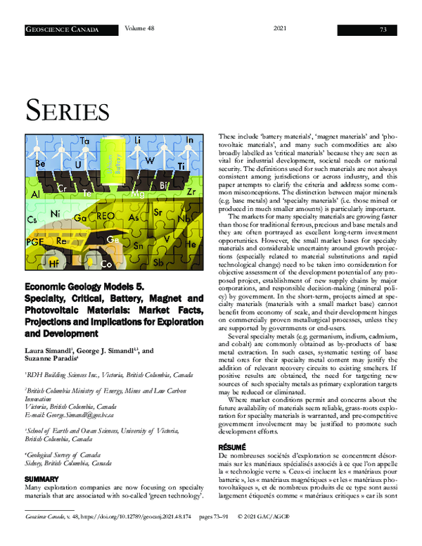 (PDF) Economic Geology Models 5. Specialty, Critical, Battery, Magnet ...
