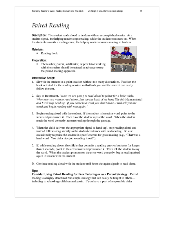 (PDF) Paired Reading: An Evaluation of a Parent Tutorial Program