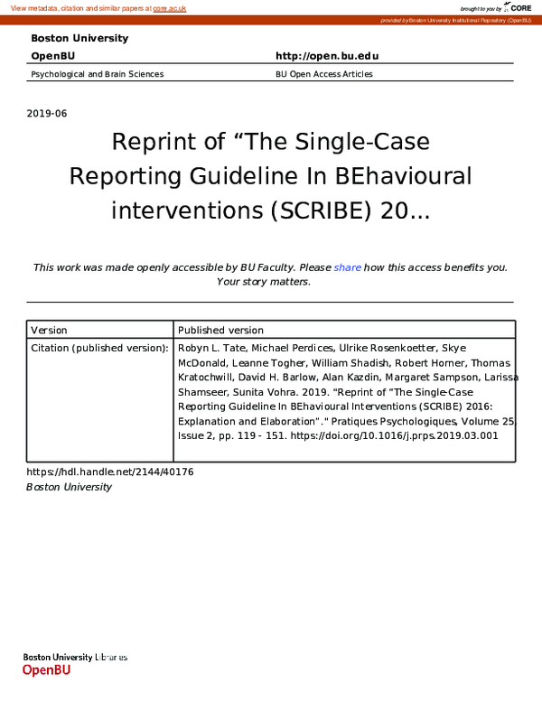 (PDF) Reprint of “The Single-Case Reporting Guideline In BEhavioural ...