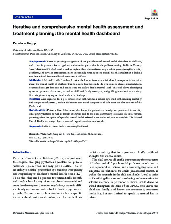 (PDF) Iterative and comprehensive mental health assessment and ...