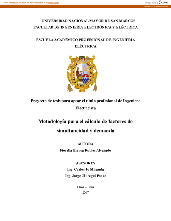 (PDF) Metodología para el cálculo de factores de simultaneidad y demanda