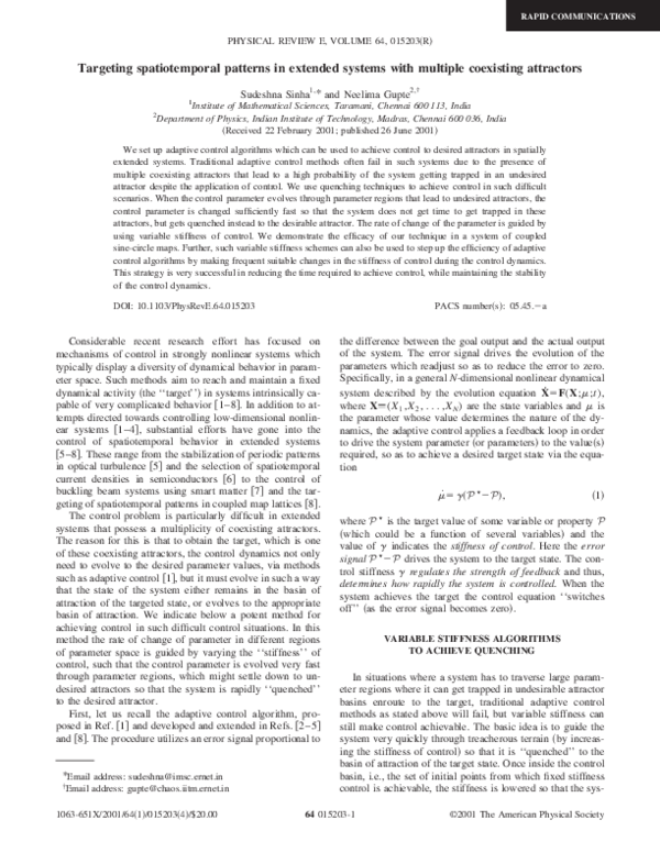 (PDF) Targeting spatiotemporal patterns in extended systems with ...
