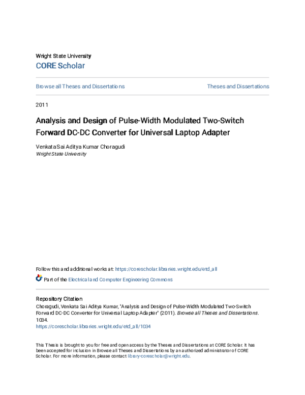 (PDF) Analysis and Design of Pulse-Width Modulated Two-Switch Forward DC-DC Converter for ...