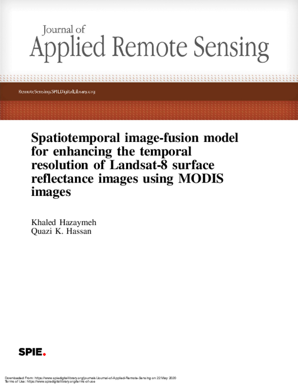 Pdf Spatiotemporal Image Fusion Model For Enhancing The Temporal Resolution Of Landsat 8