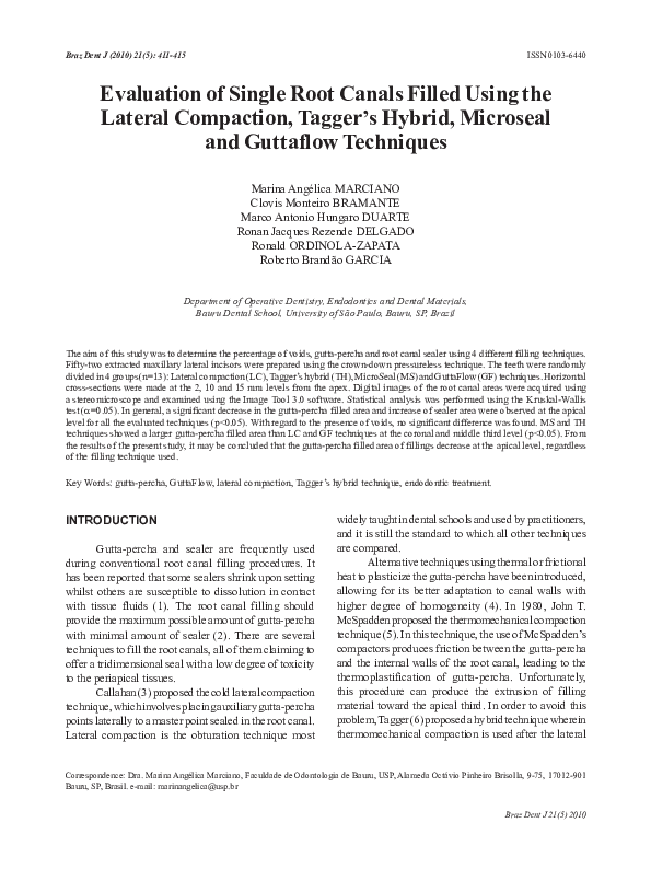 (PDF) Evaluation of single root canals filled using the lateral ...