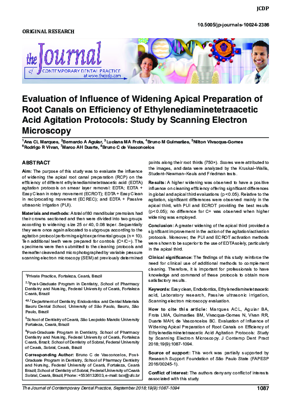 (PDF) Evaluation of Influence of Widening Apical Preparation of Root Canals on Efficiency of ...