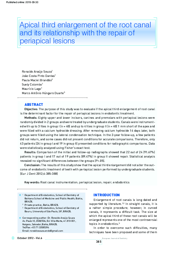(PDF) Apical third enlargement of the root canal and its relationship ...